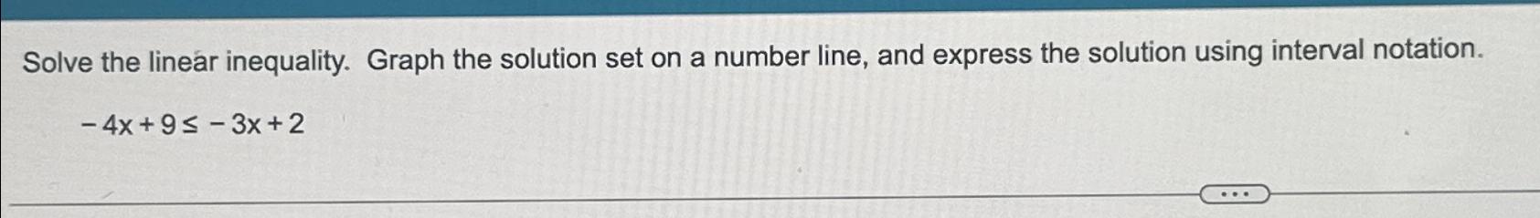 Solved Solve the linear inequality. Graph the solution set | Chegg.com