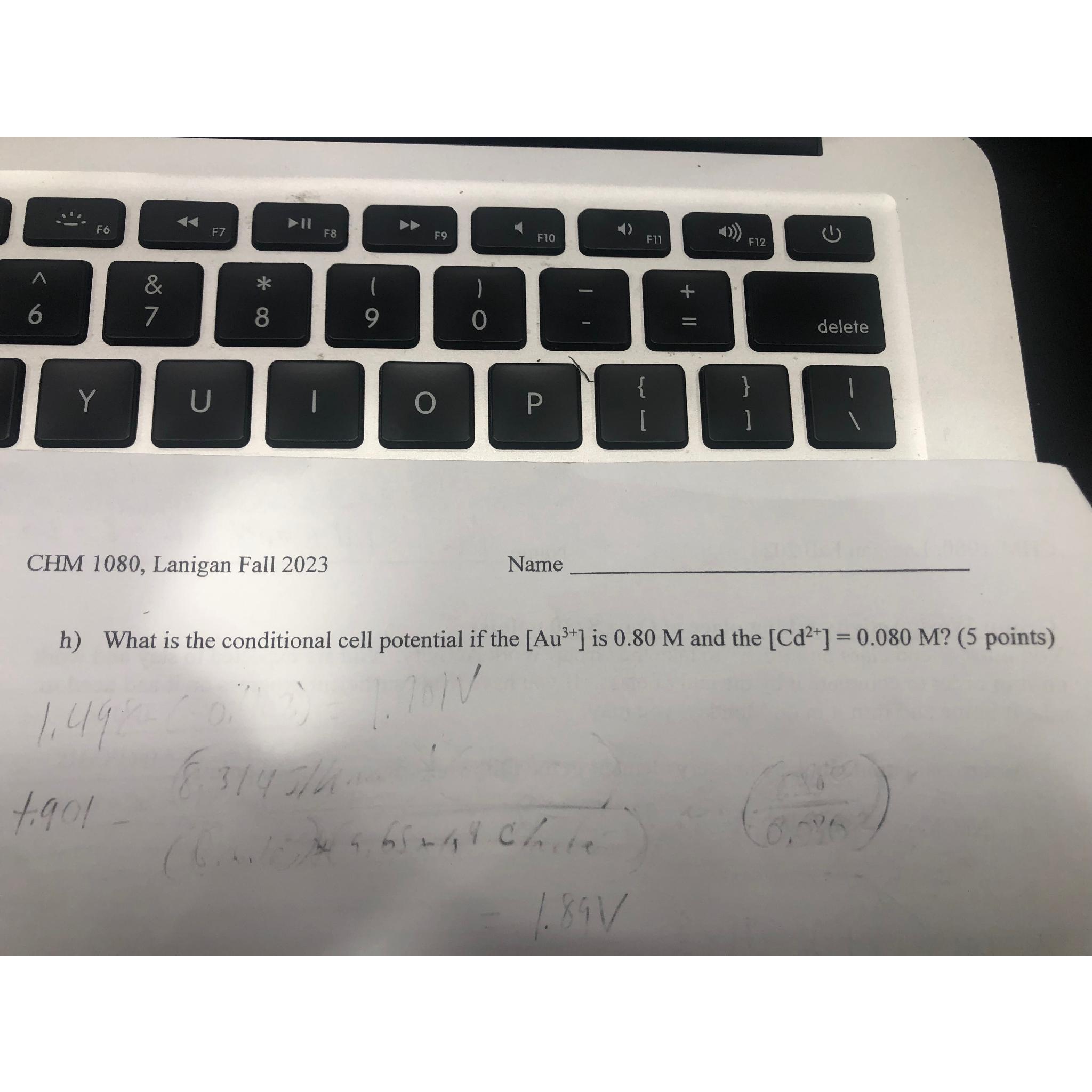 h) ﻿What is the conditional cell potential if the | Chegg.com