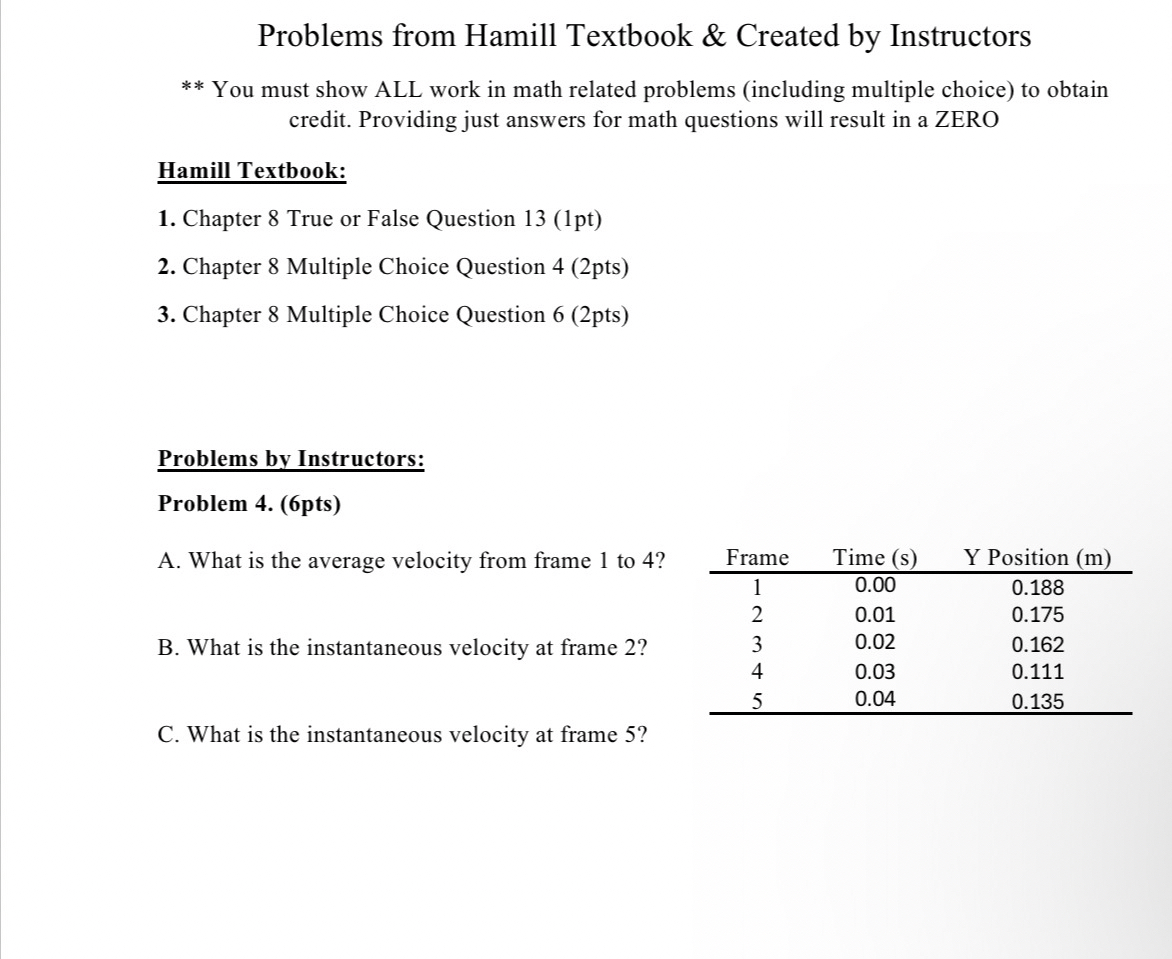 Solved Problems from Hamill Textbook & Created by | Chegg.com