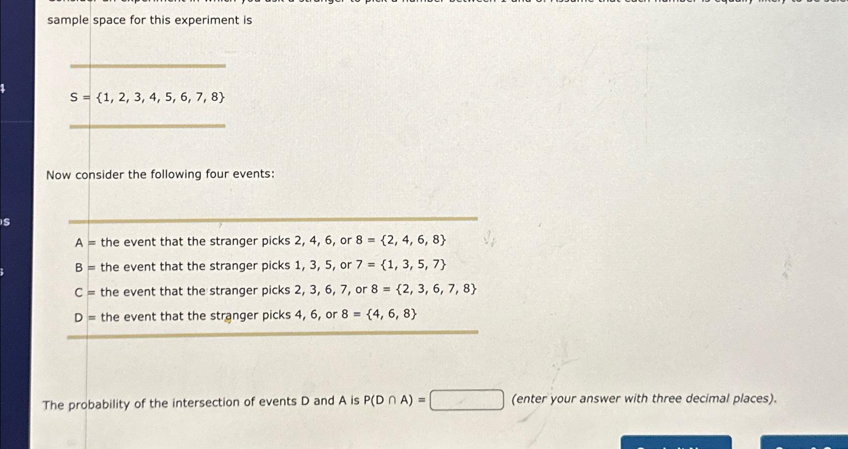 Solved sample space for this experiment | Chegg.com