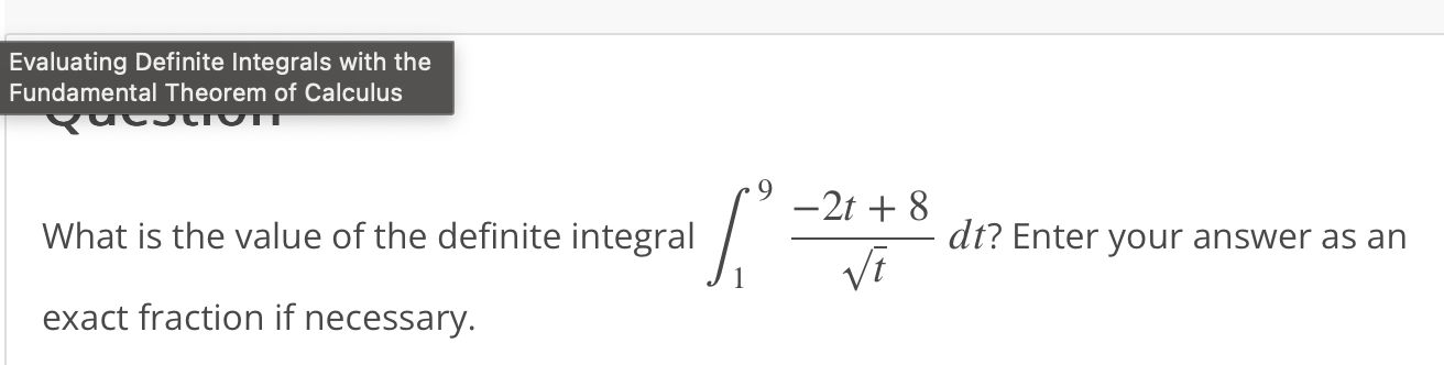 Solved Evaluating Definite Integrals with theFundamental | Chegg.com