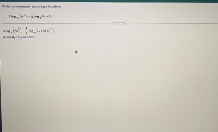 Solved Write the expression as a single logarithm. 3log, | Chegg.com