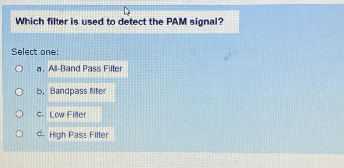 Which filter is used to detect the PAM signal? | Chegg.com