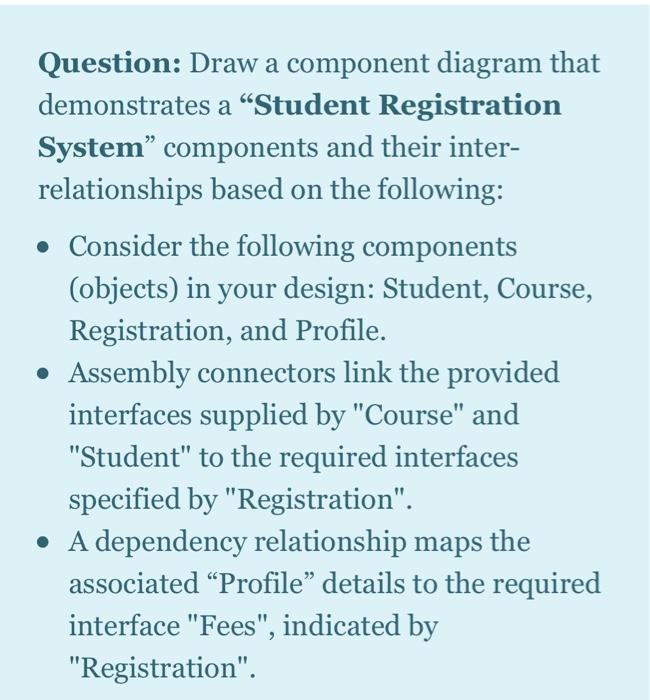 Solved Question: Draw a component diagram that demonstrates | Chegg.com
