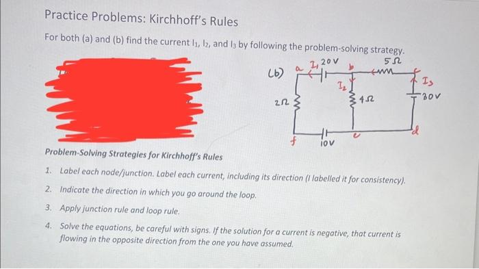 Solved Practice Problems: Kirchhoff's Rules For both (a ) | Chegg.com