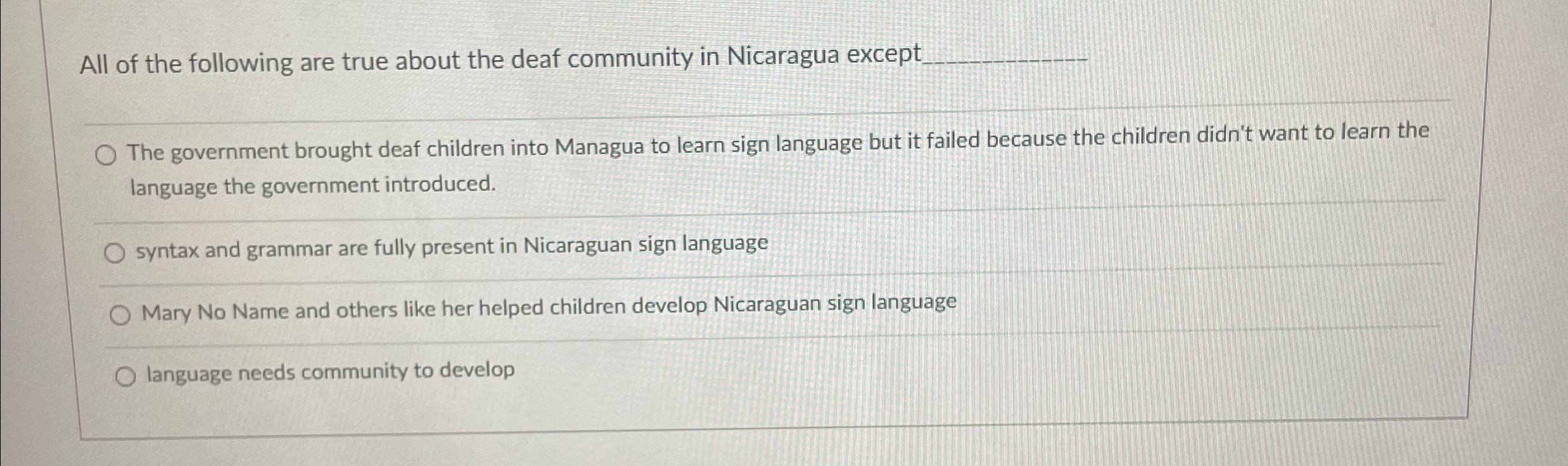 Solved All of the following are true about the deaf | Chegg.com