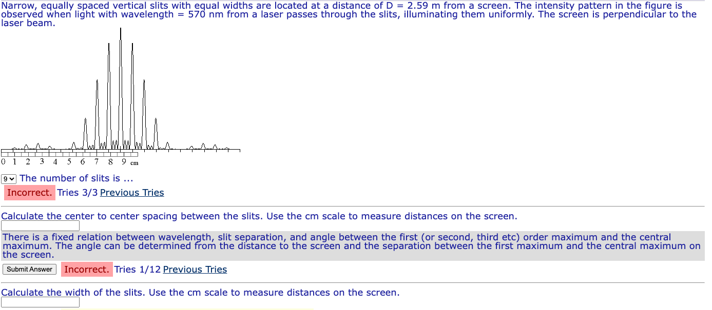 Solved Narrow, equally spaced vertical slits with equal | Chegg.com