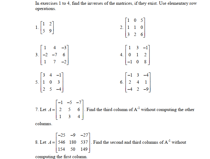 Solved In exercises 1 to 4, find the inverses of the | Chegg.com