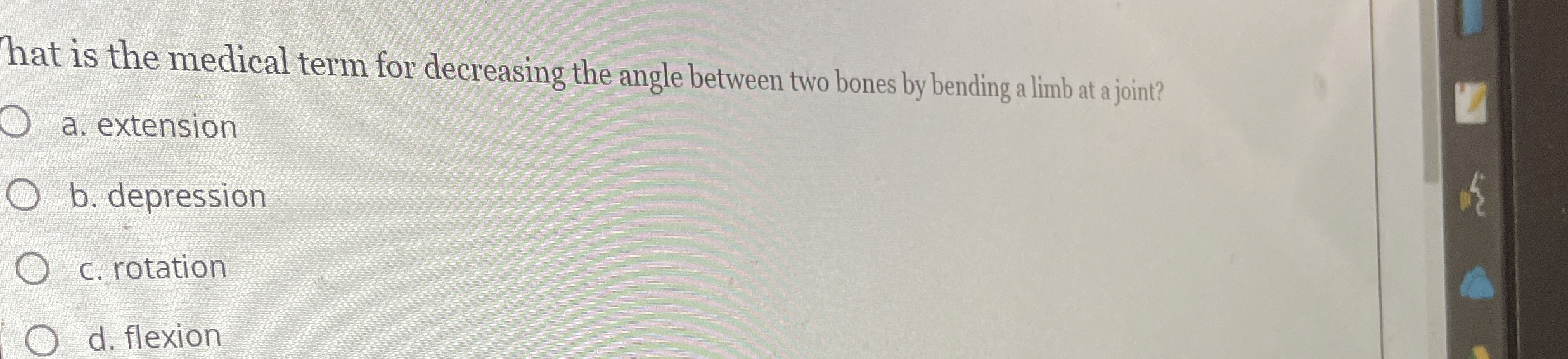 Solved hat is the medical term for decreasing the angle | Chegg.com