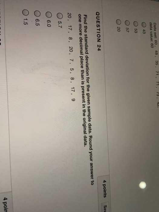 Solved 4 points Save Answer QUESTION 22 Construct a boxplot | Chegg.com