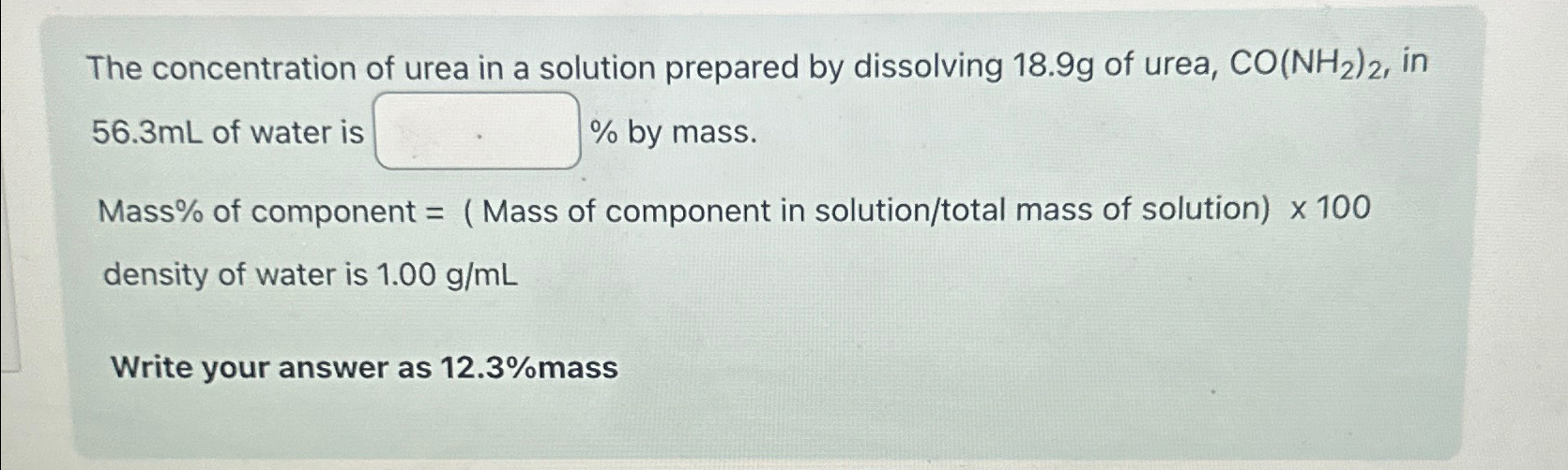 Solved The concentration of urea in a solution prepared by | Chegg.com