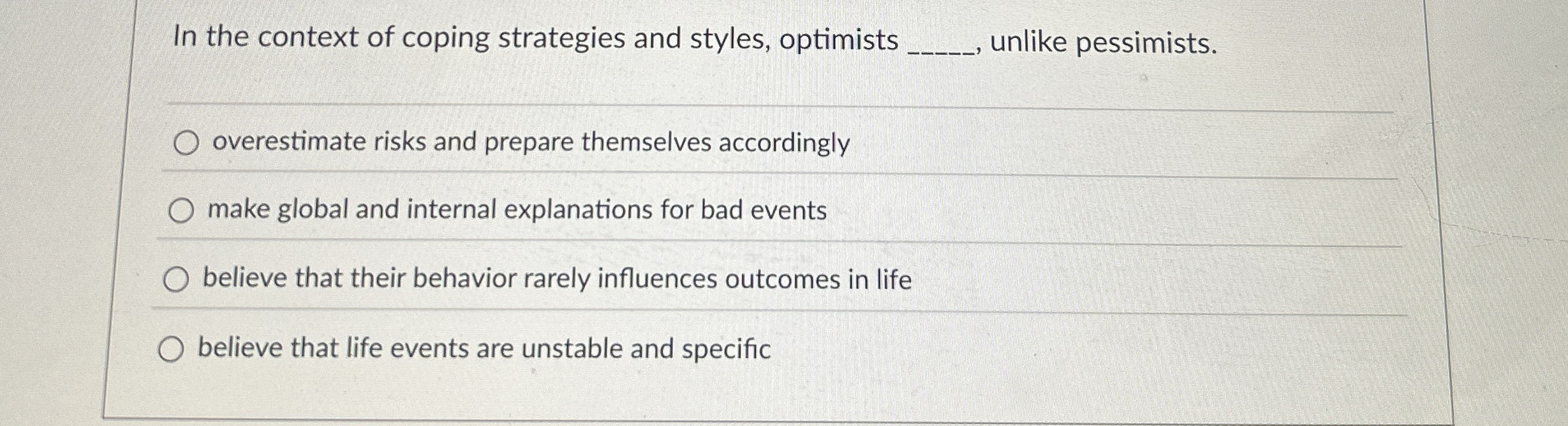 Solved In the context of coping strategies and styles, | Chegg.com
