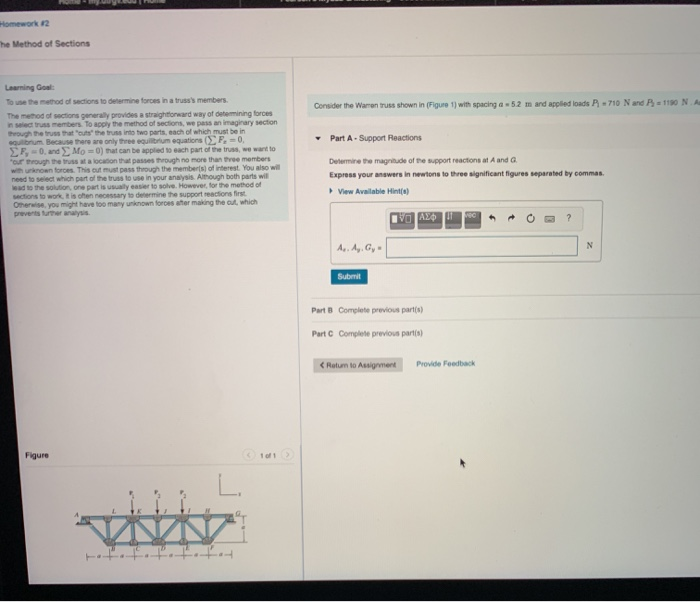 Solved mework 2 he Method of Sections Consider the Warren | Chegg.com