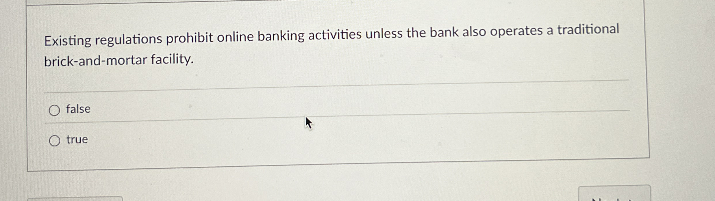 Solved Existing regulations prohibit online banking | Chegg.com