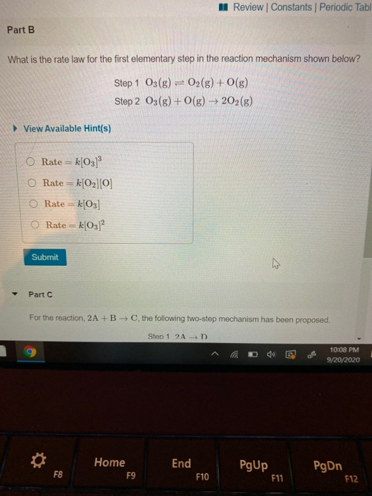 Solved Part A The following three-step mechanism has been | Chegg.com