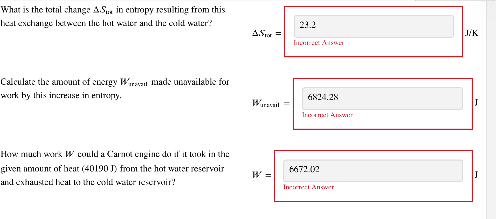 Solved What is the total change ΔStot ﻿in entropy resulting | Chegg.com
