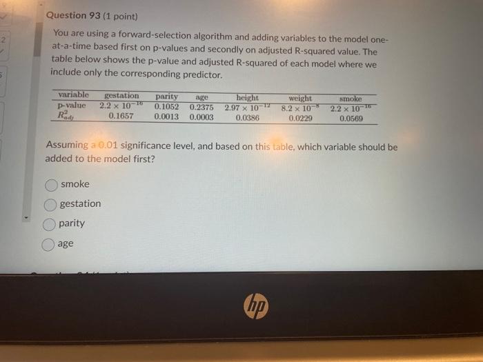 Solved Question 93 ( 1 point) You are using a | Chegg.com