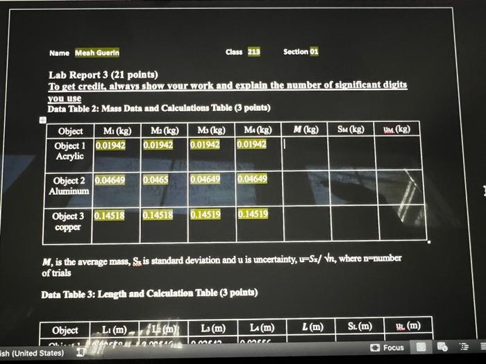 Solved M, is the average mass, S is standard deviation and u | Chegg.com