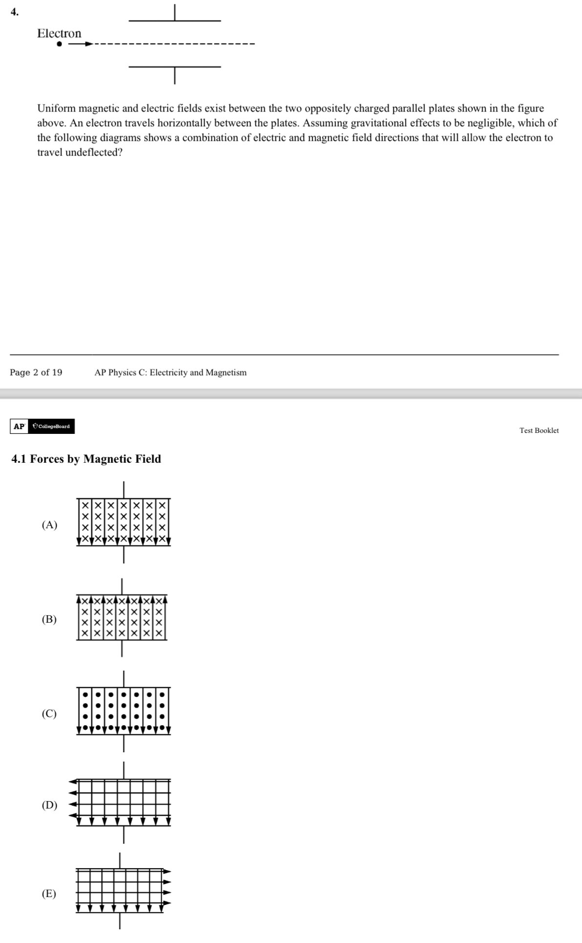 Solved Uniform magnetic and electric fields exist between | Chegg.com