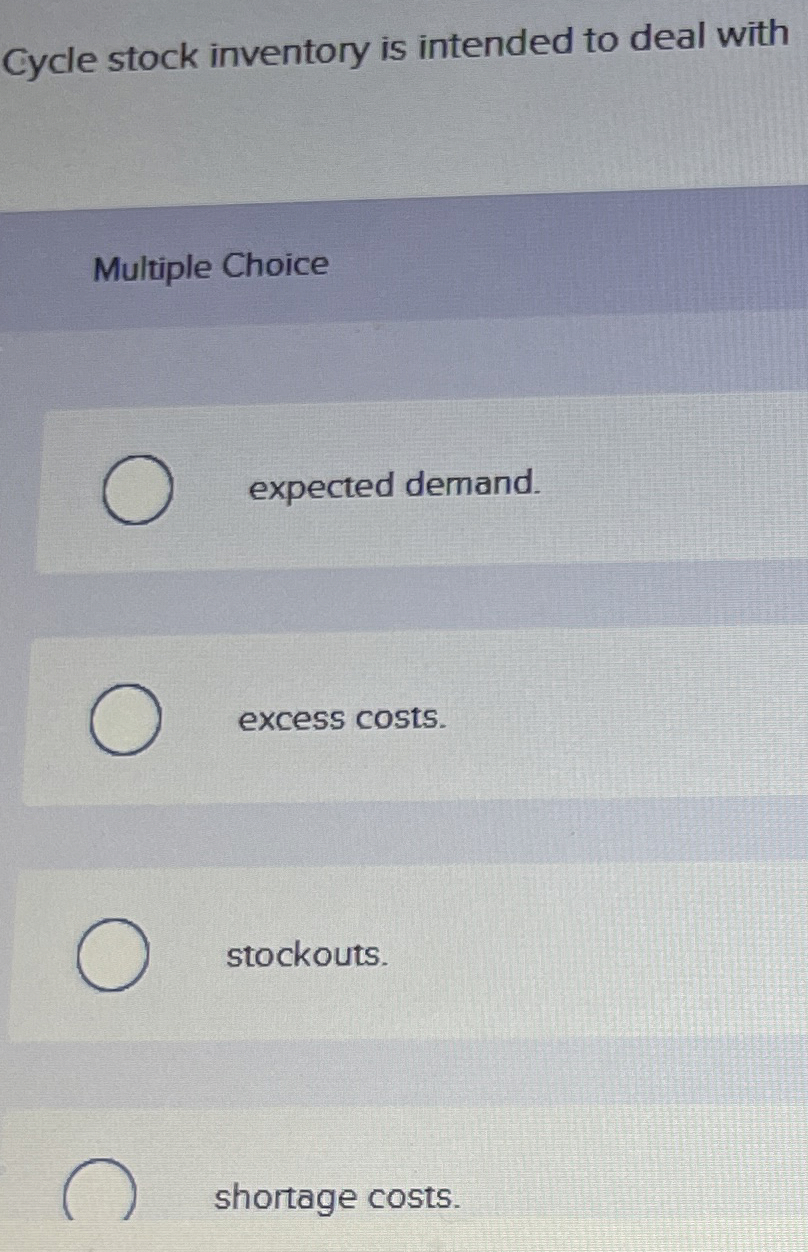 Solved Cycle stock inventory is intended to deal | Chegg.com