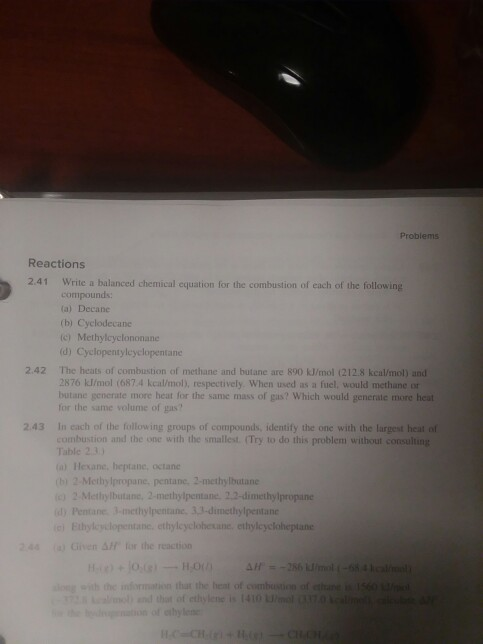 Solved Problems Reactions 2.41 Write a balanced chemical | Chegg.com