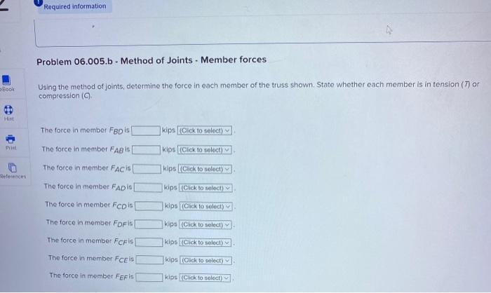 Solved 2 Problem 06.005 - Method of Joints NOTE: This is a | Chegg.com