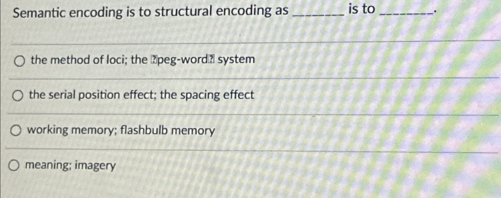 Solved Semantic Encoding Is To Structural Encoding As Is