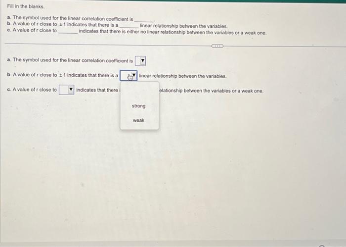 Solved a. The symbol used for the linear correlation | Chegg.com