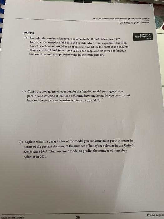 Modeling Bee Colony Collapse PERTOPACTCE Scientists | Chegg.com