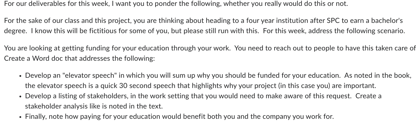 Solved For our deliverables for this week, I want you to | Chegg.com