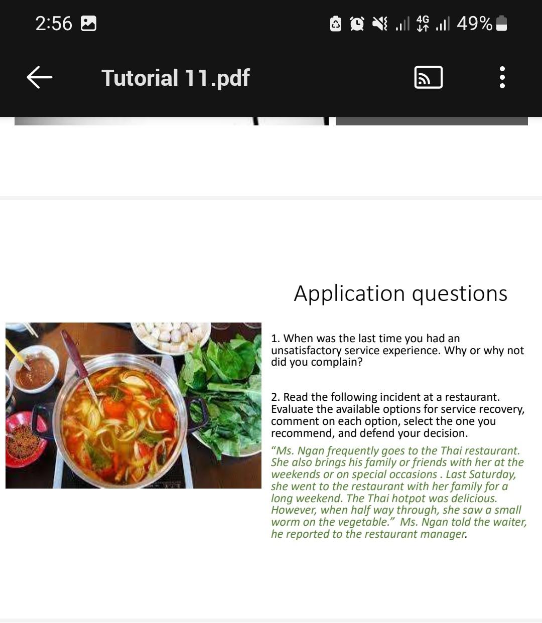 Solved Application questions 1. When was the last time you | Chegg.com