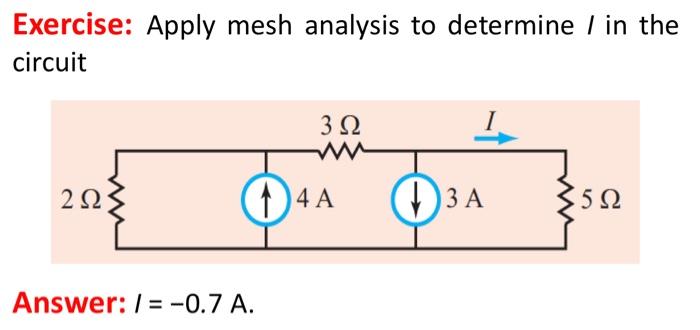 Solved Exercise: Apply mesh analysis to determine / in the | Chegg.com
