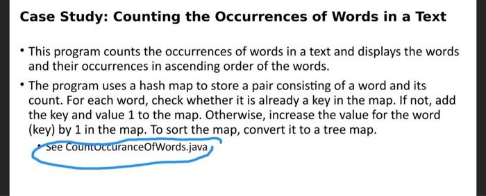 Case Study: Counting the Occurrences of Words in a | Chegg.com