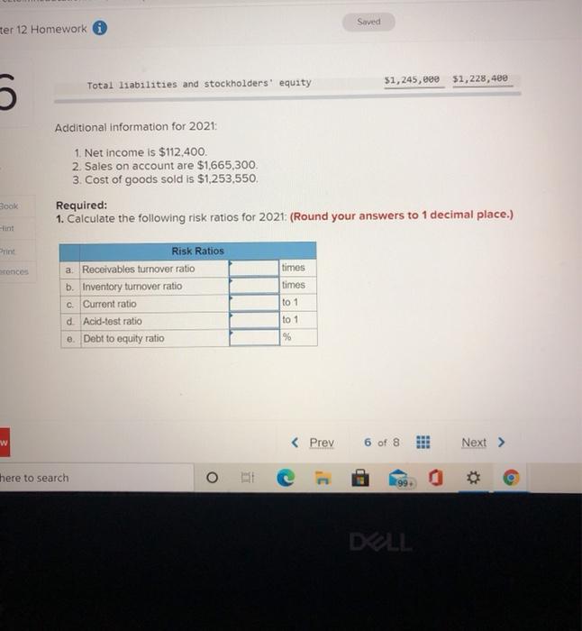 Solved pter 12 Homework Saved 6 The balance sheets for | Chegg.com Solved pter 12 Homework Saved 6 The balance sheets for | Chegg.com