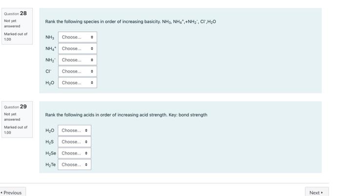 Solved Rank the following species in order of increasing | Chegg.com