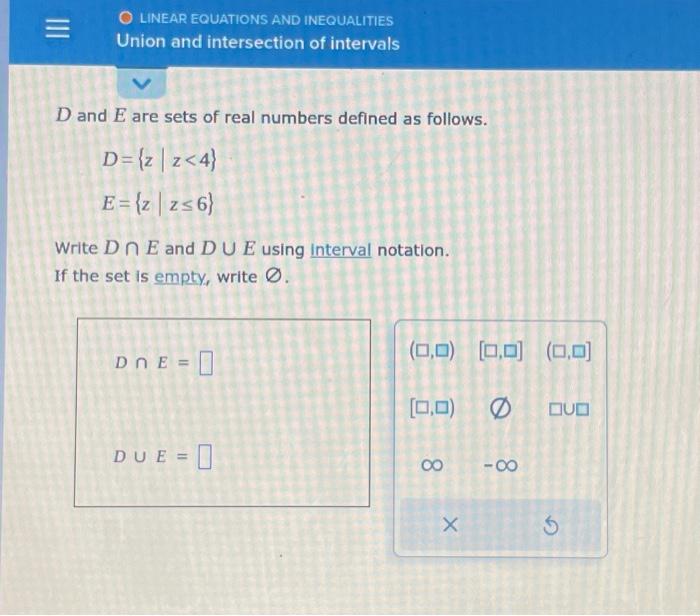 Solved D and E are sets of real numbers defined as follows. | Chegg.com