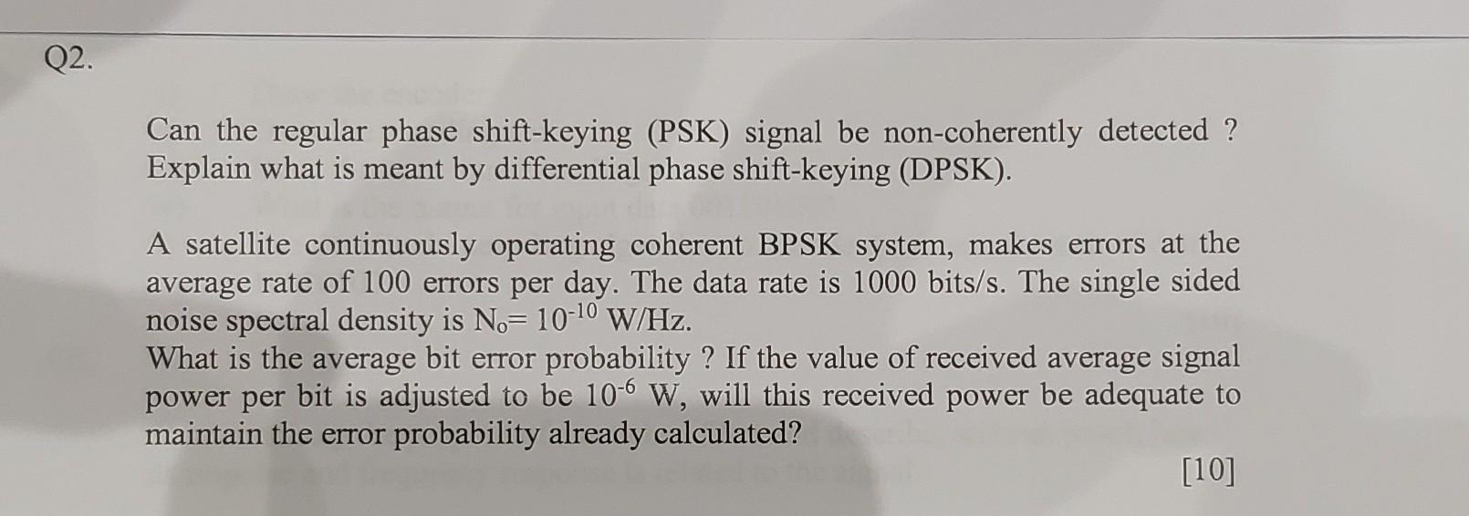 Solved Can the regular phase shift-keying (PSK) signal be | Chegg.com