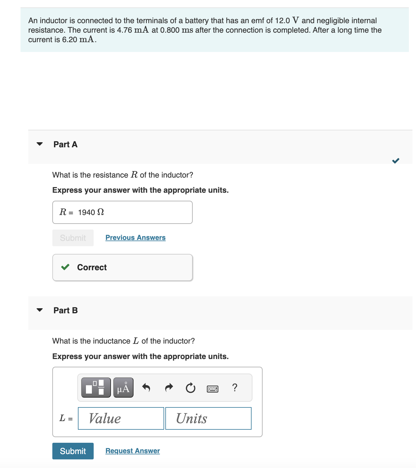 Solved An inductor is connected to the terminals of a | Chegg.com