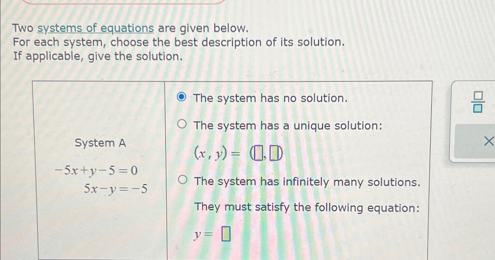 Solved Two systems of equations are given below.For each | Chegg.com