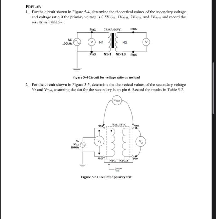 Solved Prelab 1. For the circuit shown in Figure 5-4, | Chegg.com