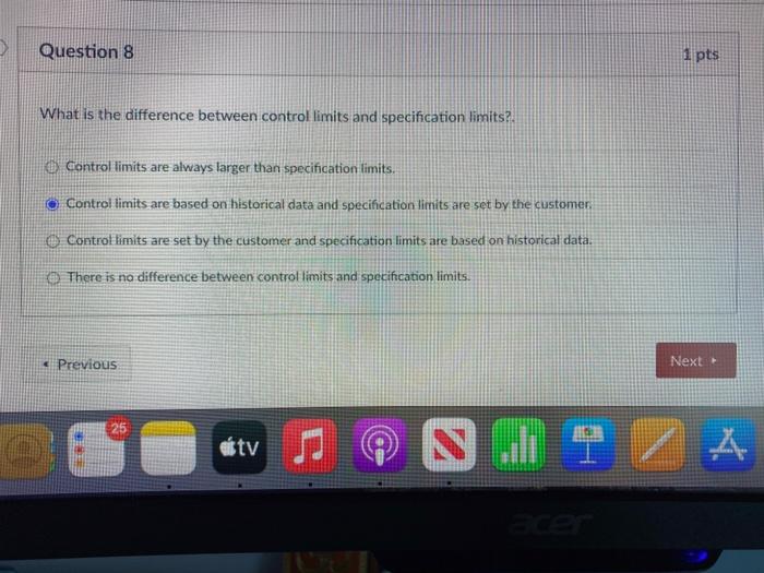 Solved What is the difference between control limits and | Chegg.com