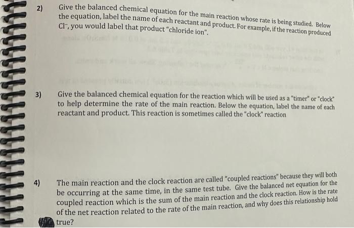 2) Give the balanced chemical equation for the main | Chegg.com