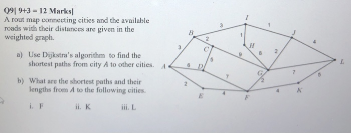 Solved 3 B 1 2 09[ 9+3 = 12 Marks A rout map connecting | Chegg.com