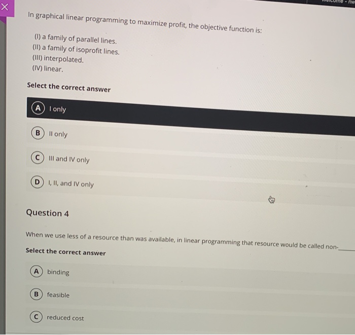 Solved Welcome - nw Х In graphical linear programming to | Chegg.com