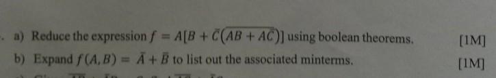 Solved a) ﻿Reduce the expression | Chegg.com