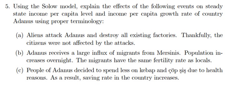 Solved Using the Solow model, explain the effects of the | Chegg.com