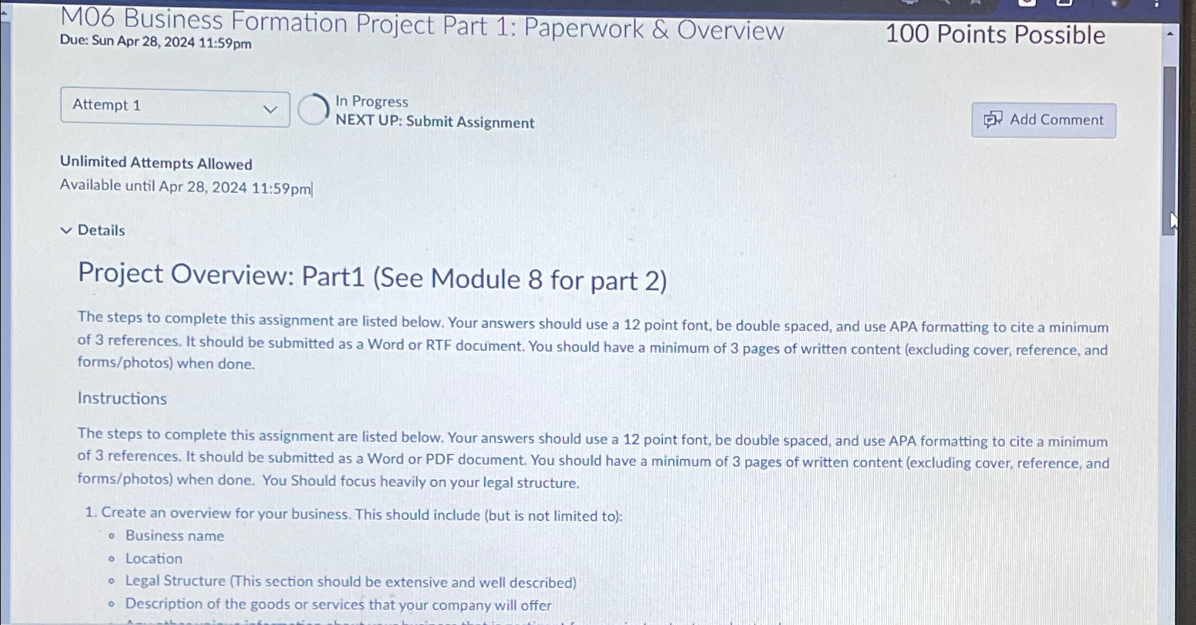 Solved M06 ﻿Business Formation Project Part 1: Paperwork & | Chegg.com