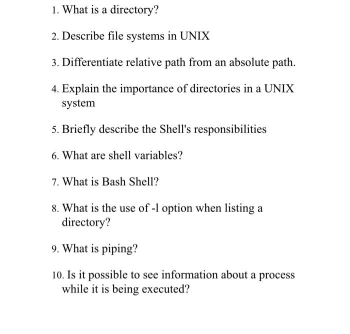 Solved 1. What is a directory? 2. Describe file systems in | Chegg.com