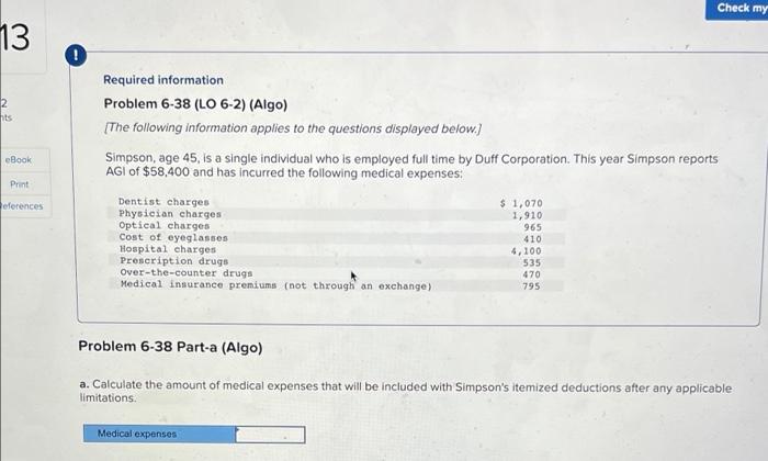 Solved Required information Problem 6-38 (LO 6-2) (Algo) | Chegg.com