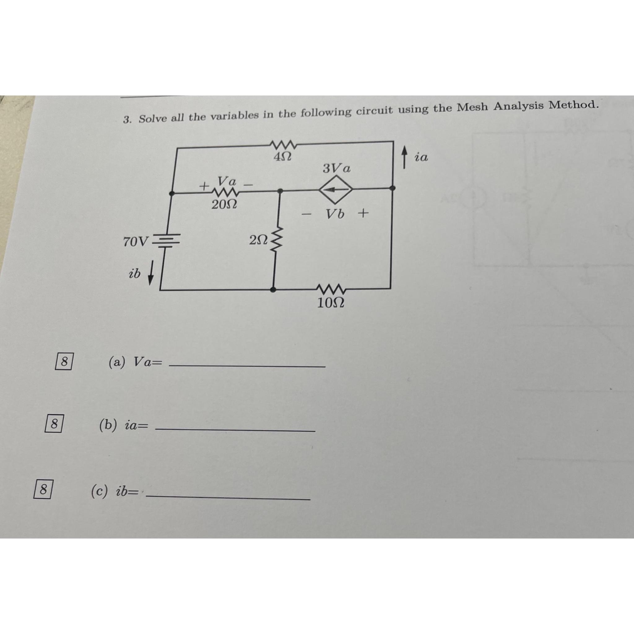 Solved Solve all the variables in the following circuit | Chegg.com